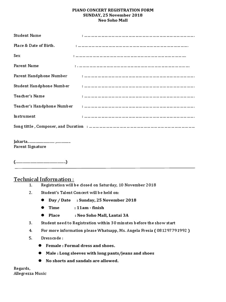 Piano concert registration form | PDF