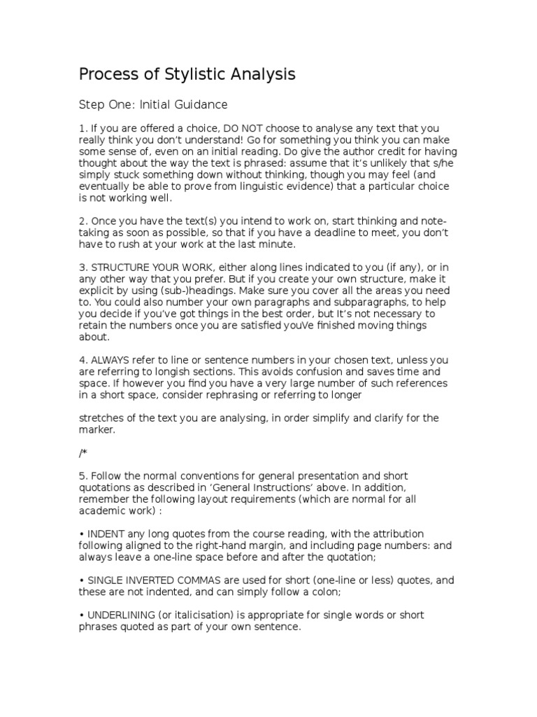 8 Process of Stylistic Analysis | PDF | Essays | Narration