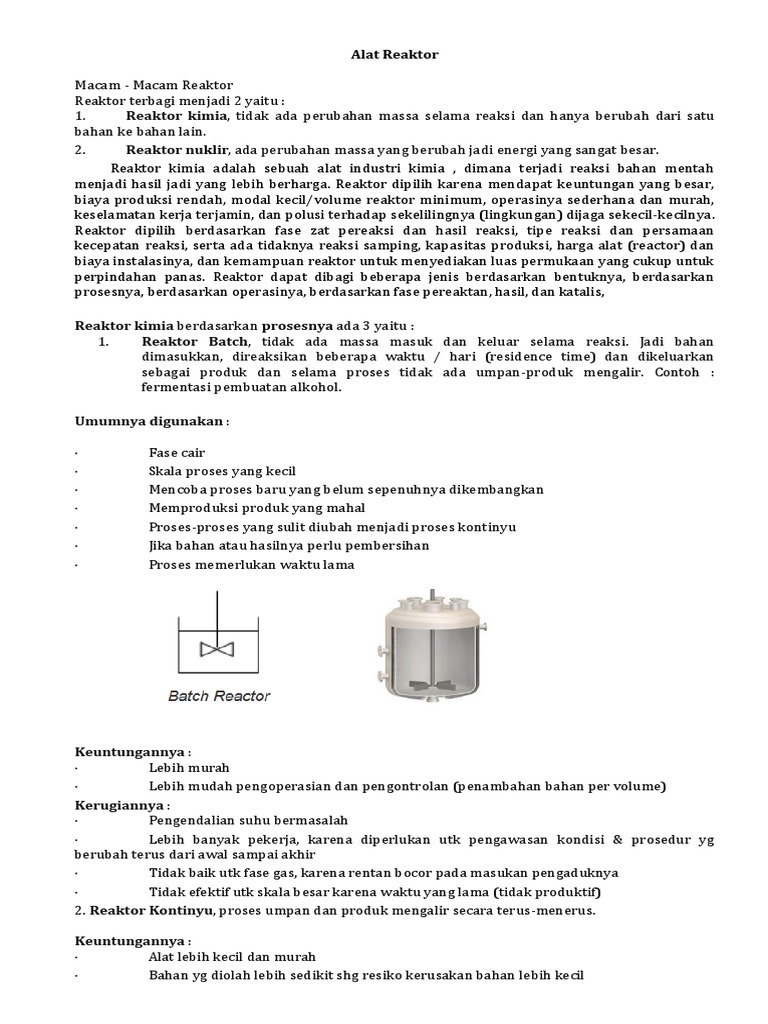 Reaktor Kimia | PDF | Teknologi & Rekayasa
