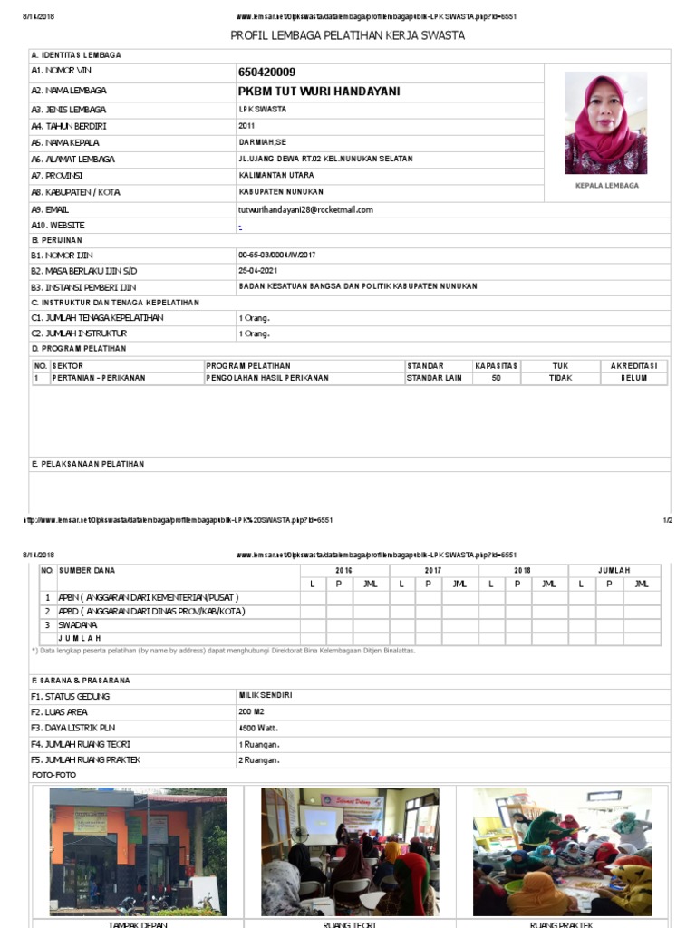 Profil LPK Swasta Kalimantan Utara | PDF