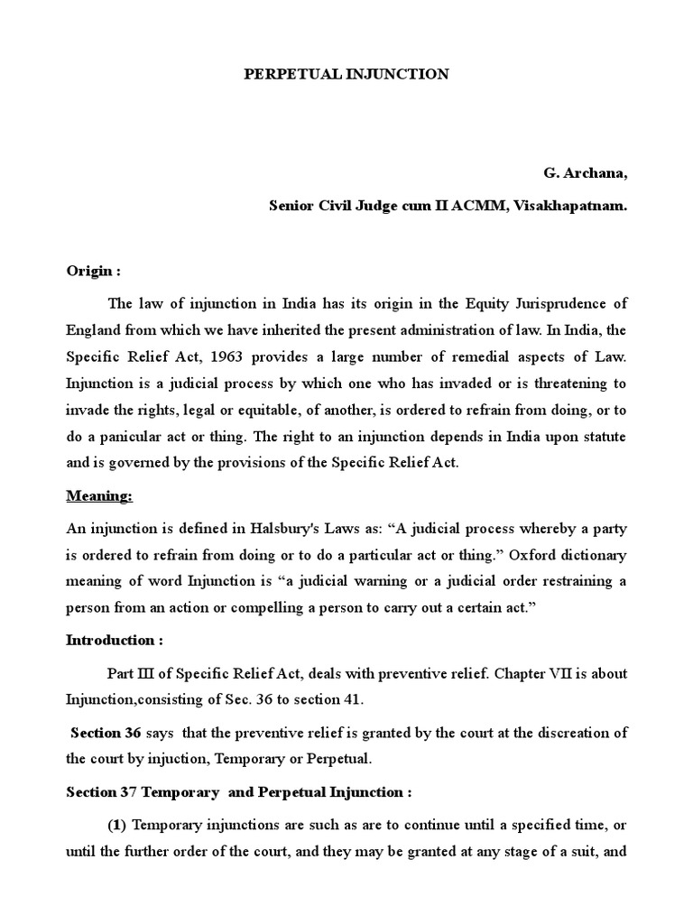 Perpetual Injunction | PDF | Injunction | Equity (Law)