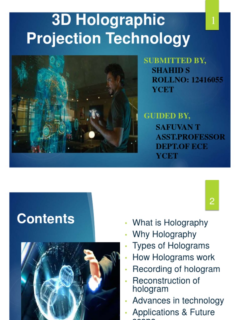 3D Holographic Projection Technology: Submitted By | PDF | Holography ...
