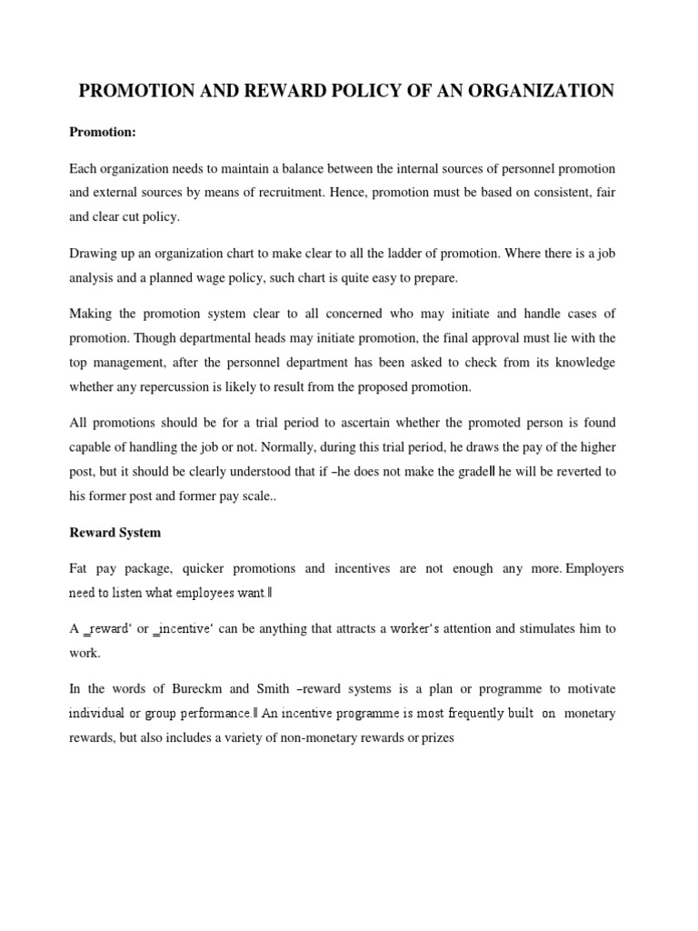 Promotion and Reward Policy Overview | PDF | Motivation | Motivational