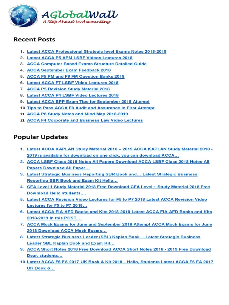 ACCA Study Material 2018-19 | PDF | Accounting | Business