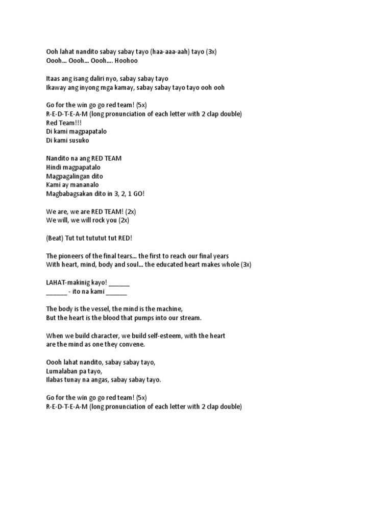 Red Team Fight Song | PDF