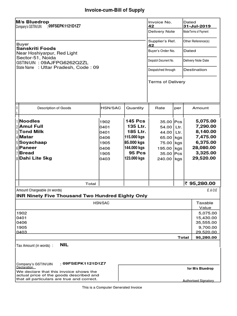 Company's GSTIN/UIN:09FSEPK1121D1Z7 | PDF | Invoice | Government Finances