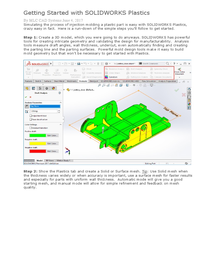 Getting Started With SOLIDWORKS Plastics | PDF | 3 D Modeling | Plastic