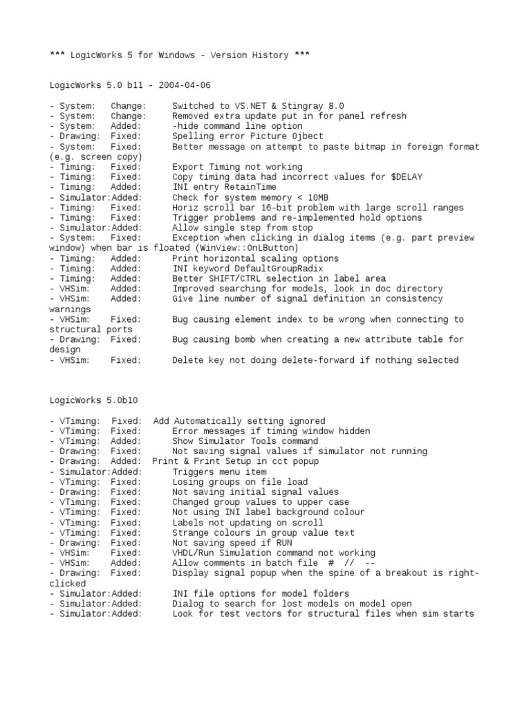LogicWorks 5 Update Summary | PDF | Vhdl | Hardware Description Language