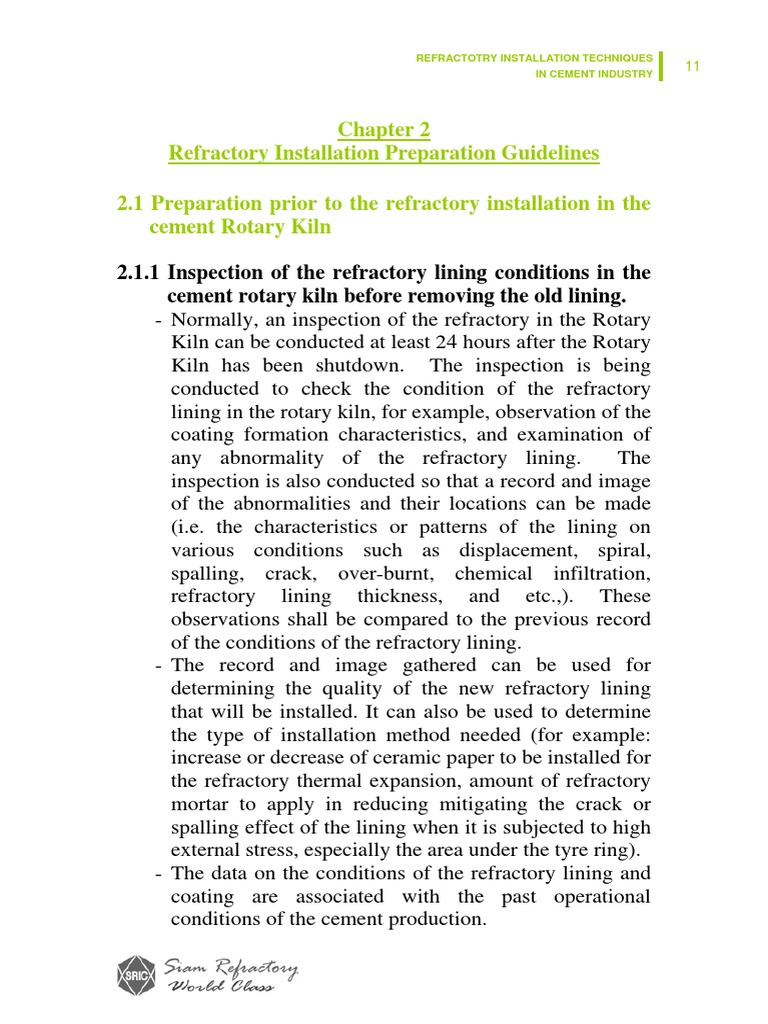 Refractory Installation Preparation Guidelines 2.1 Preparation Prior To ...