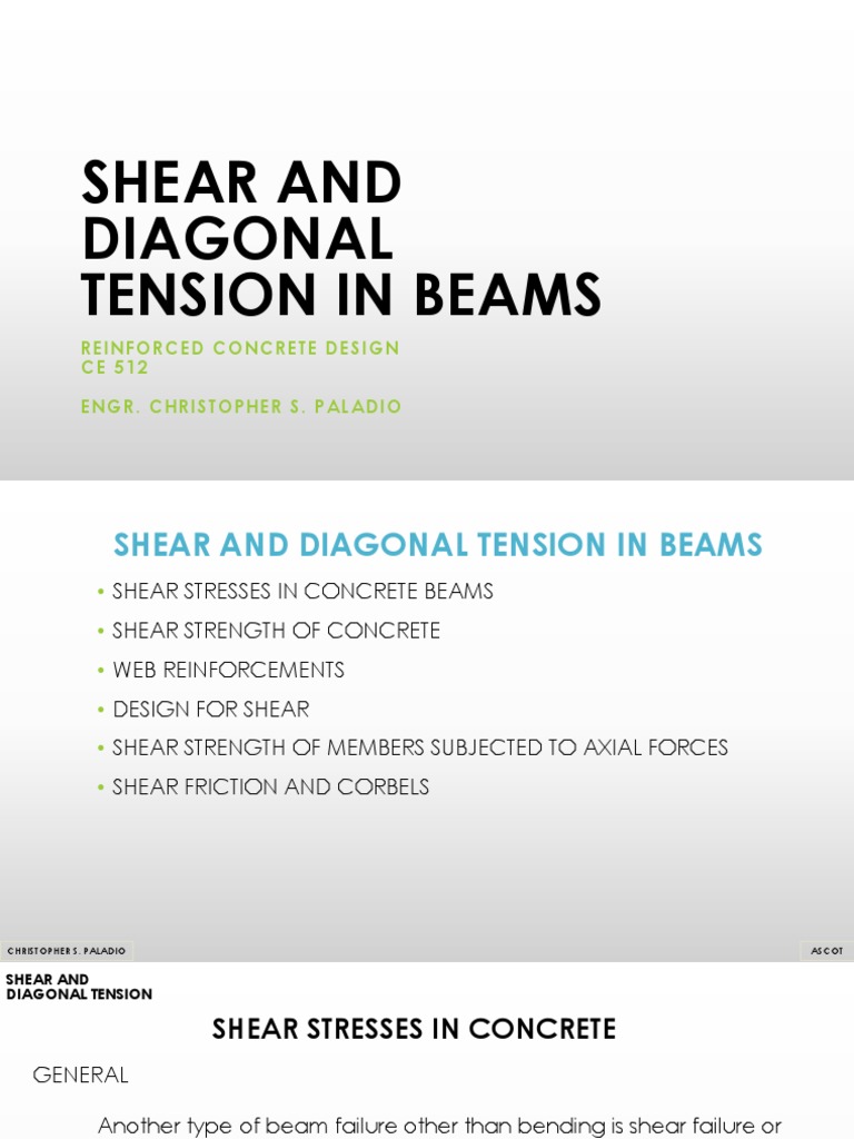 Lecture 3 - Reinforced Concrete - Shear and Diagonal Tension | PDF ...