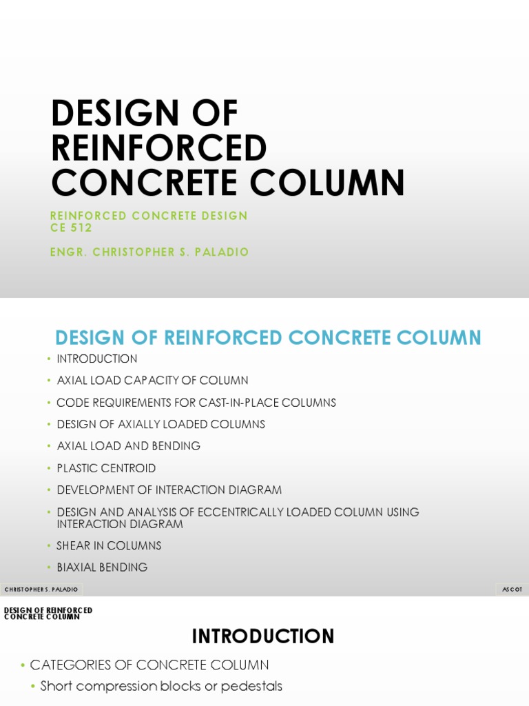 Lecture 5 - Reinforced Concrete - Column | PDF | Column | Bending