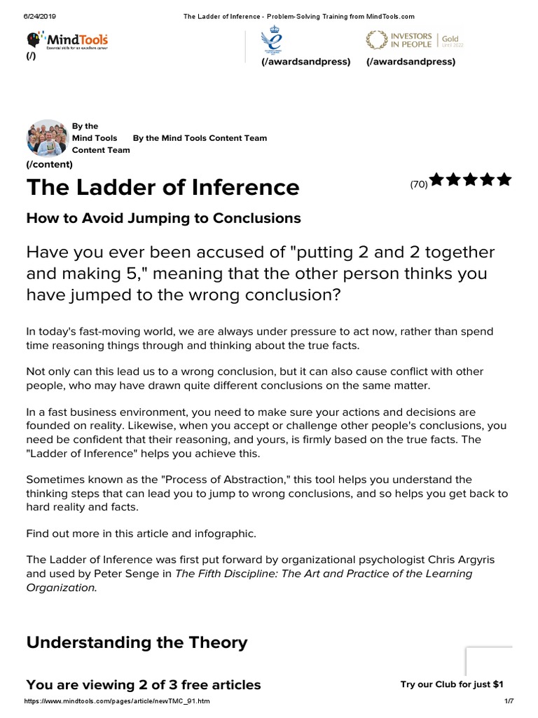 The Ladder of Inference | PDF | Inference | Reason