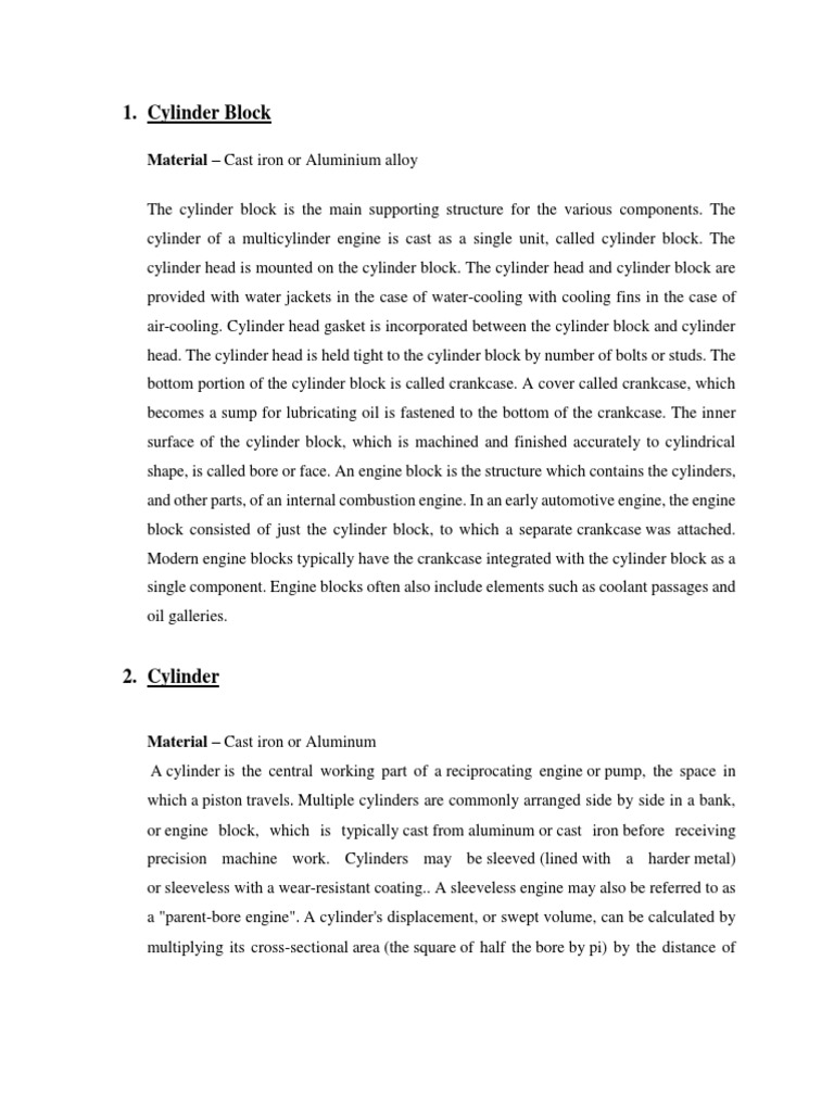 Cylinder Block: Material - Cast Iron or Aluminium Alloy | Download Free ...