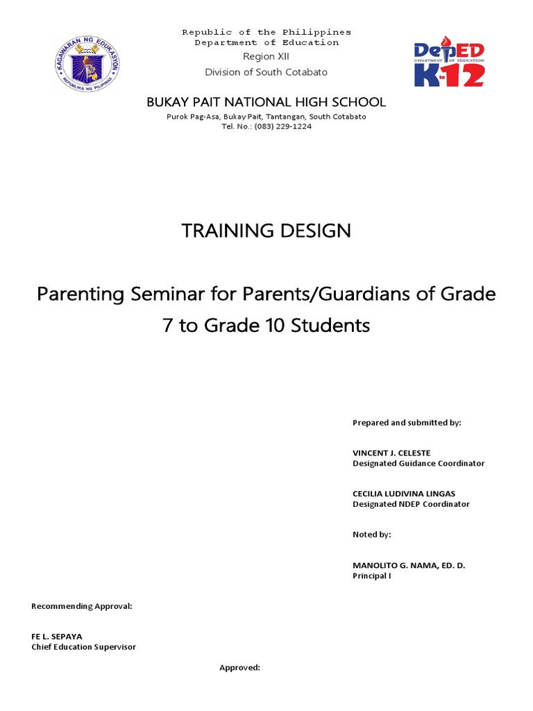 Parenting Seminar Design at Bukay Pait High | PDF