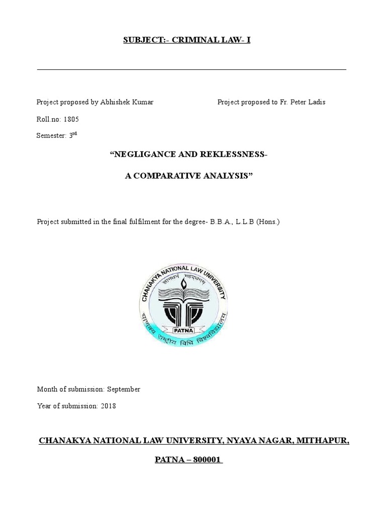 CRPC Project | PDF | Recklessness (Law) | Mens Rea