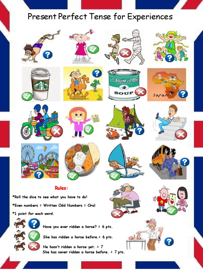 Present Perfect Tense Experiences Boardgames Conversation Topics ...