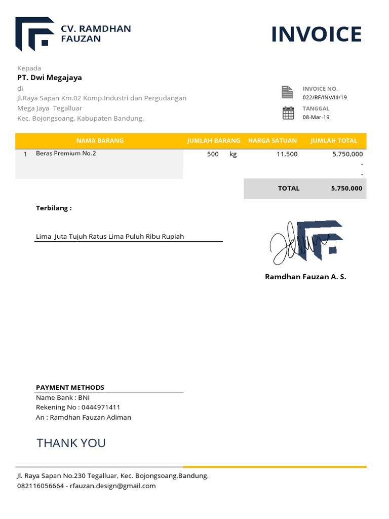 Invoice Beras DMJ | PDF