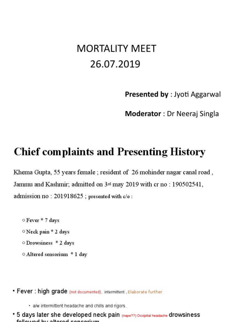 Mortality Meet 26-7-19 | PDF | Rabies | Cerebrospinal Fluid