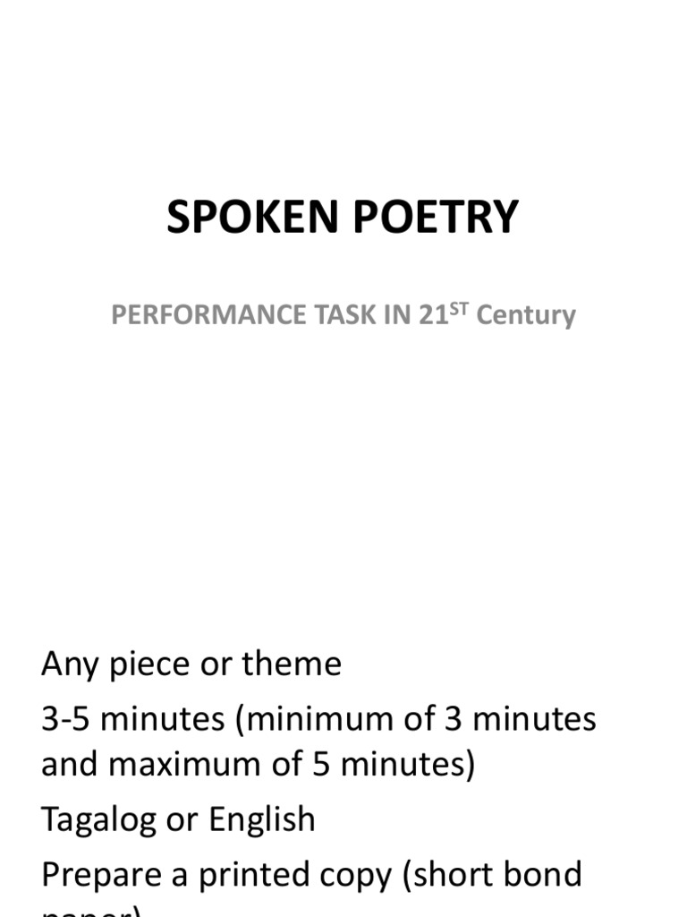 Spoken Poetry Performance Guidelines | PDF