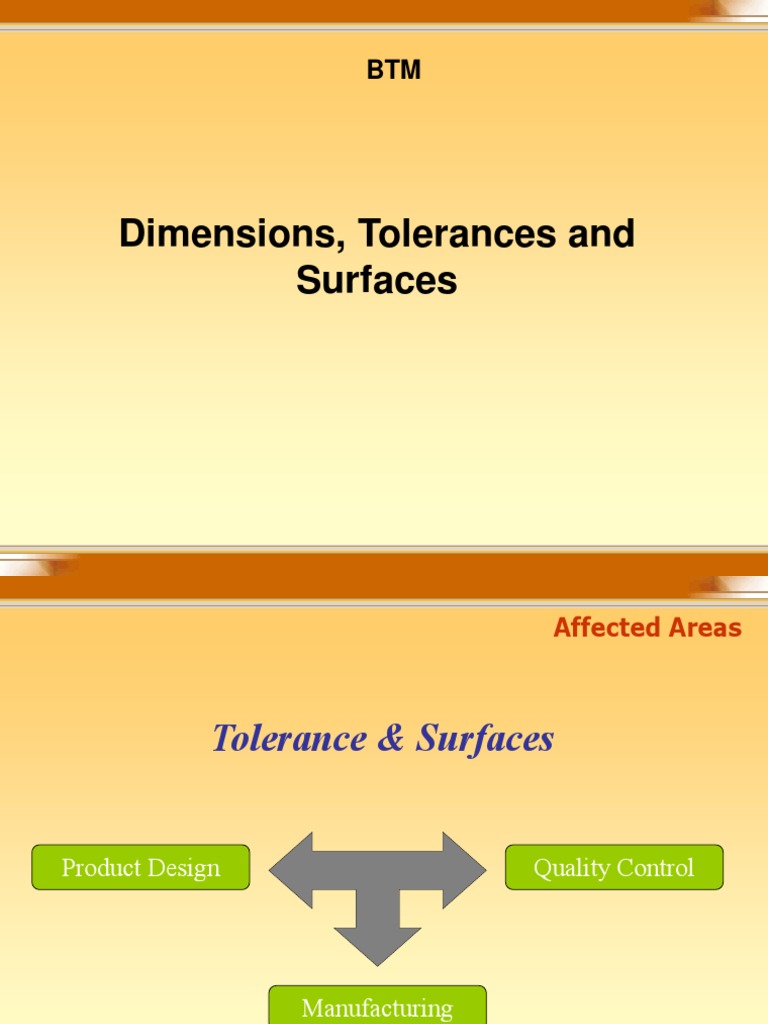 Dimensions, Tolerances, and Surfaces Guide | PDF | Engineering ...