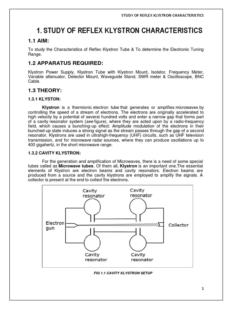 Study of Reflex Klystron Characteristics | PDF | Applied And Interdisciplinary Physics ...
