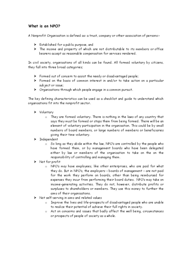 What Is An NPO? | PDF | Nonprofit Organization | Trust Law