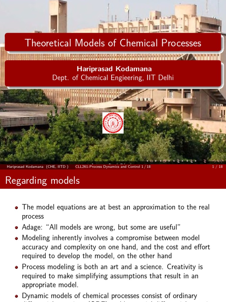 Chemical Process Modeling Insights | PDF | Mathematical Model | Enthalpy