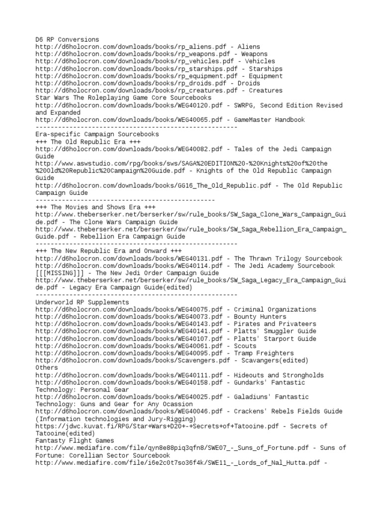 PDF Links For Downloading Many SW-related Books | PDF | Star Wars | Jedi