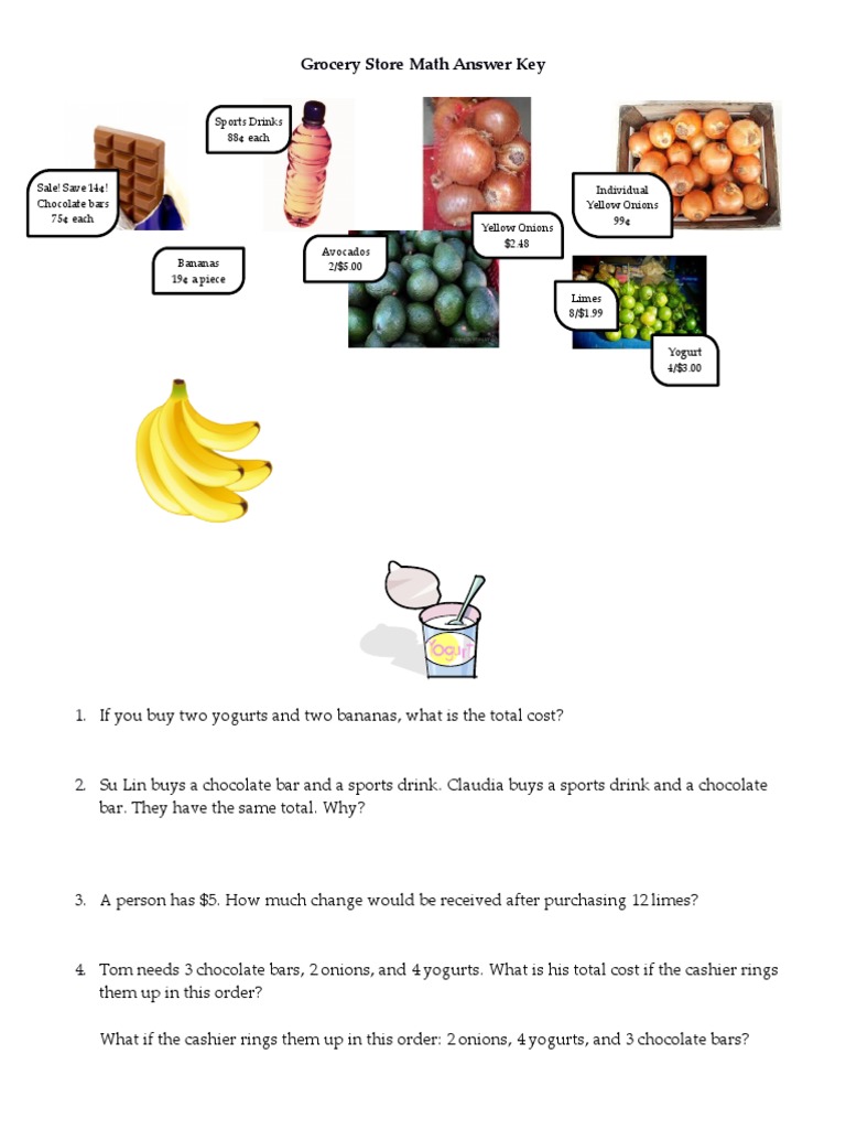 Grocery Store Math Worksheet | PDF | Chocolate | Foods