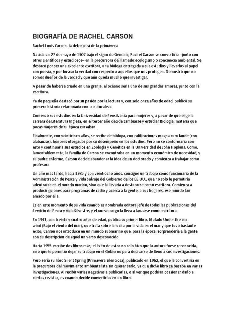 Biografía de Rachel Carson | PDF | Pesticida | Science