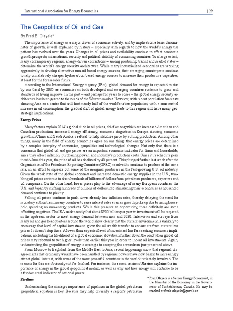 The Geopolitics of Oil and Gas: Energy Prices | PDF | 2000s Energy ...