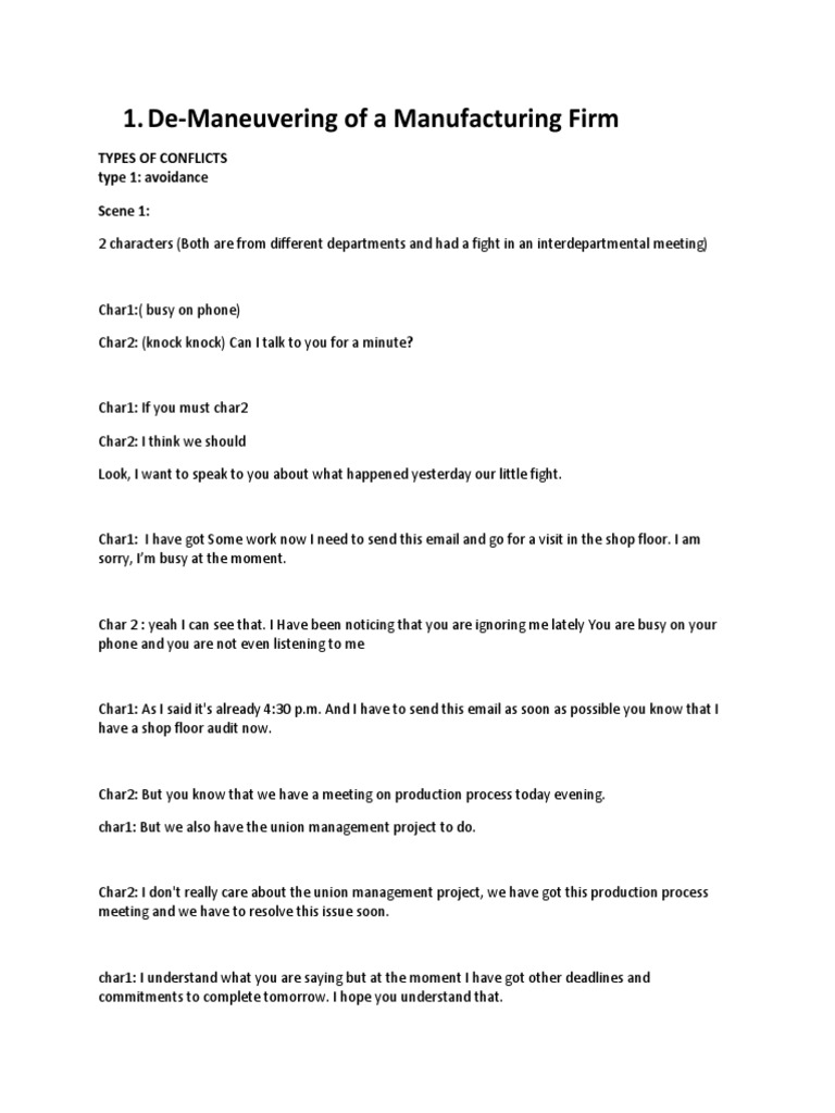 CES End Term Project - Conflict Management - Script&Debrief | PDF ...