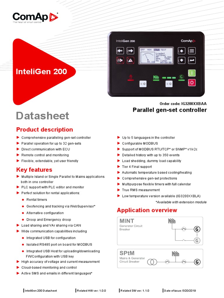 InteliGen 200 Datasheet r7 | PDF | Power Supply | Mains Electricity