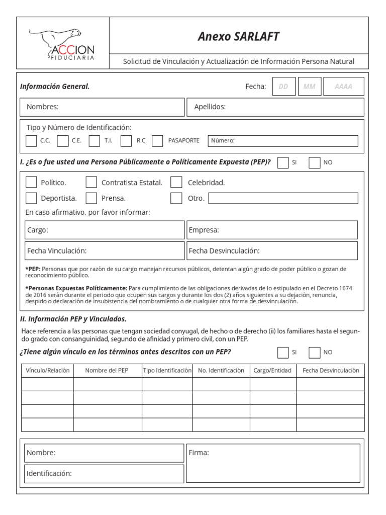 Formulario SARLAFT Persona Natural 2025 | PDF | Política | Ciencias sociales