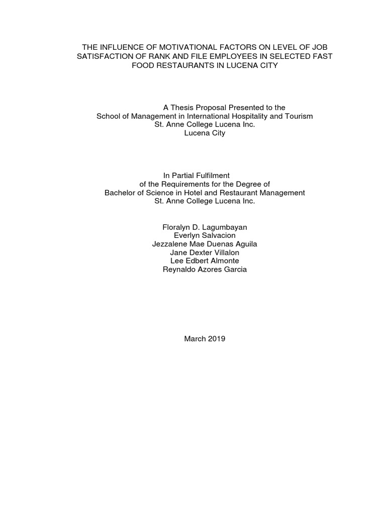 Effect of Motivational Factors On Job Satisfaction of Rank and File ...