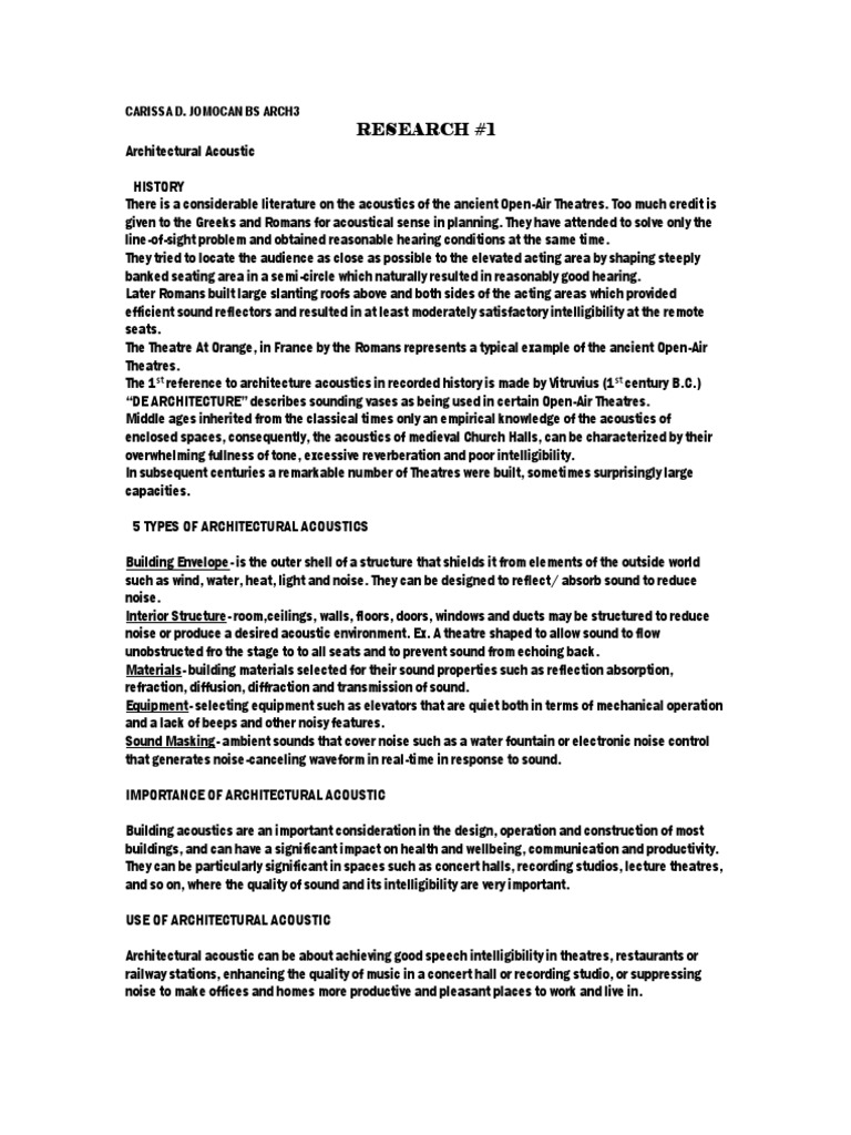 Research #1: Carissa D. Jomocan Bs Arch3 | PDF | Ear | Hearing