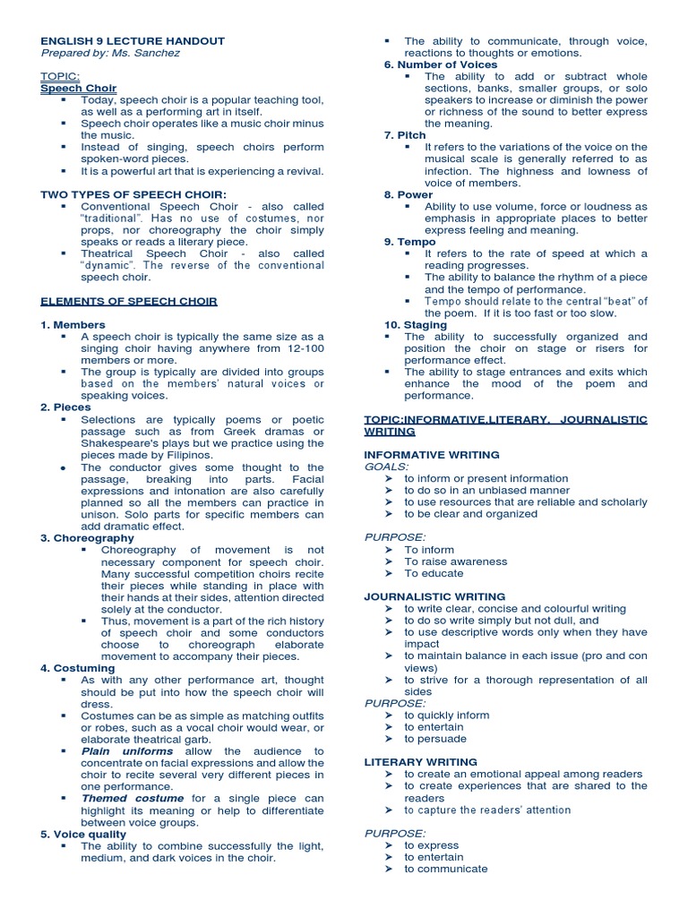 The Elements of Effective Speech Choir Performance: A Breakdown of the ...