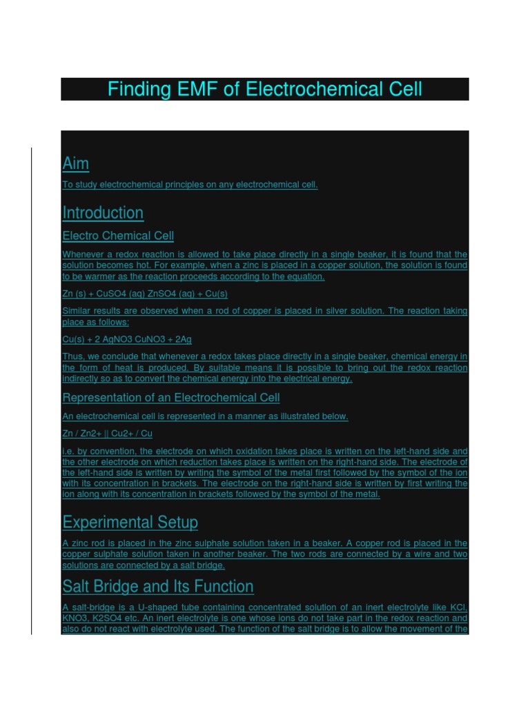 Calculating EMF in Electrochemical Cells | PDF | Electrochemistry | Redox