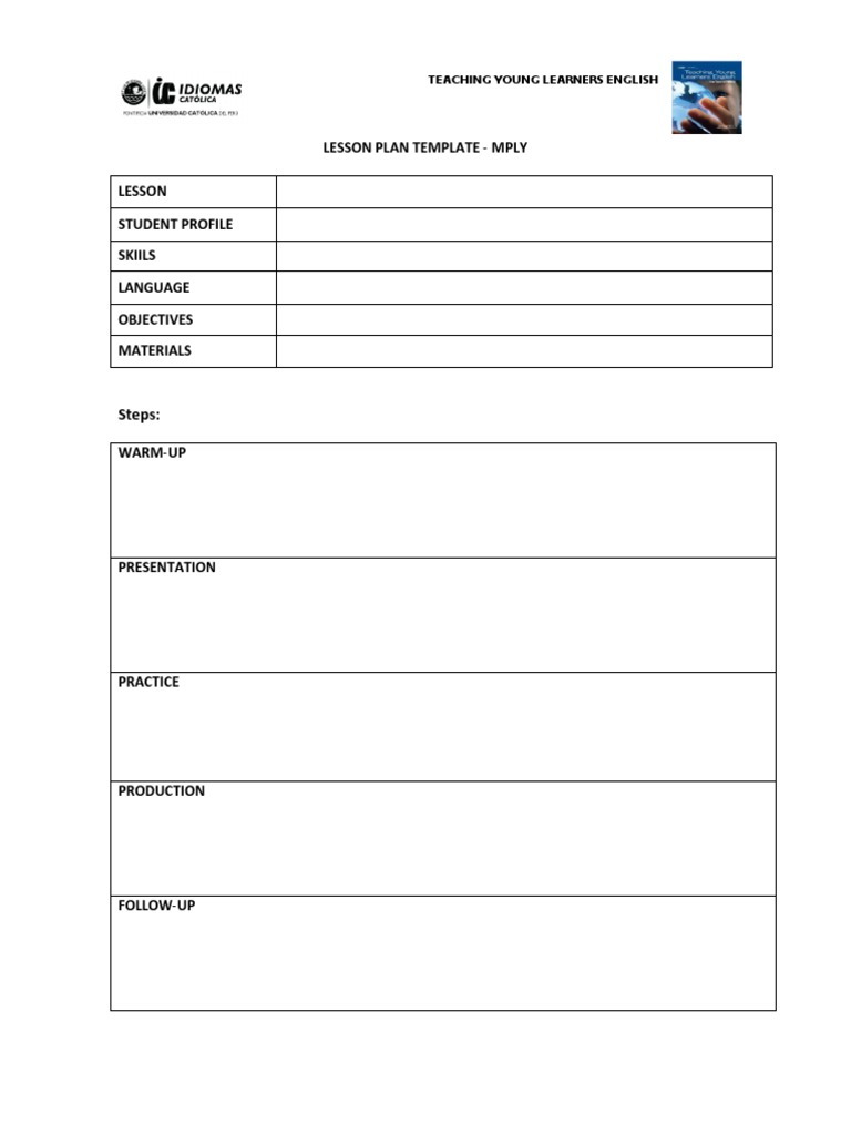 Young Learners English Lesson Plan Template | PDF | Career & Growth ...