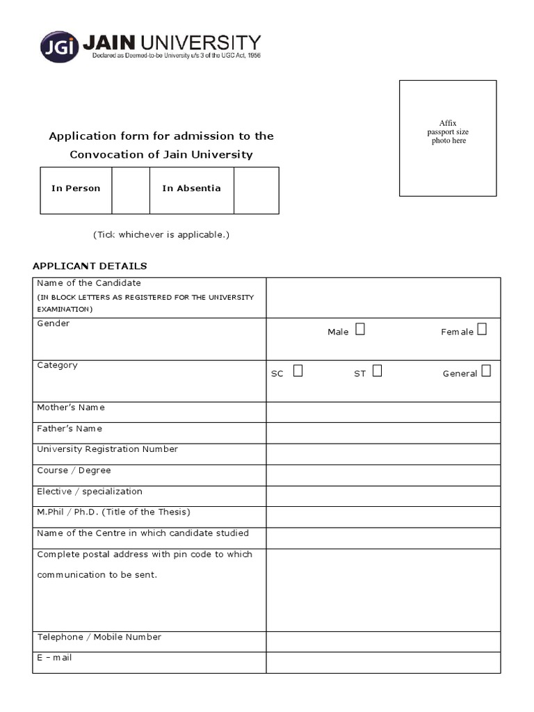 Convocation Application Form Nov 2016 Pdf