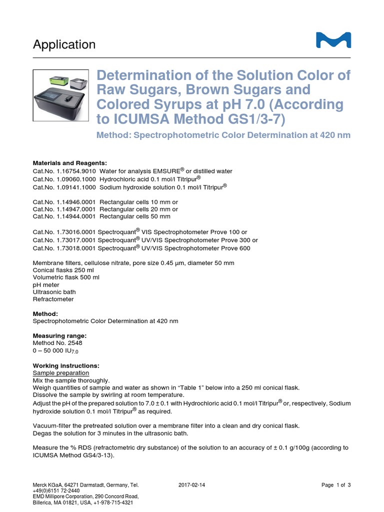 Determination of The Solution Color of Raw Sugars, Brown Sugars and ...