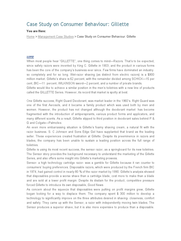 Gillette Case Study on Consumer Behaviour and Marketing Strategy | PDF | Razor | Shaving