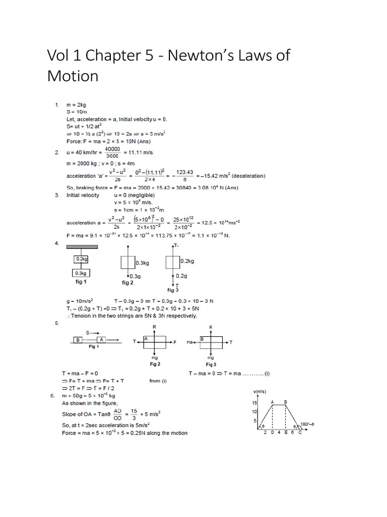 Vol 1 Chapter 5 Newton's Laws of Motion | PDF