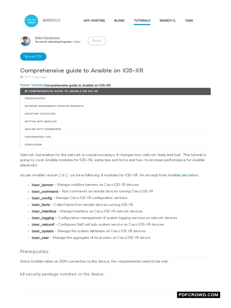 Comprehensive Guide To Ansible On IOS-XR | PDF | Secure Shell | Command Line Interface