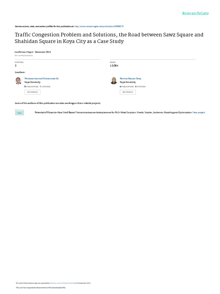 Traffic Solutions for Koya City Congestion | PDF | Traffic Congestion ...