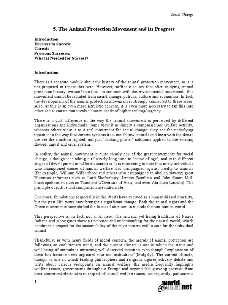 The Evolution of the Animal Protection Movement: A Movement for Social ...