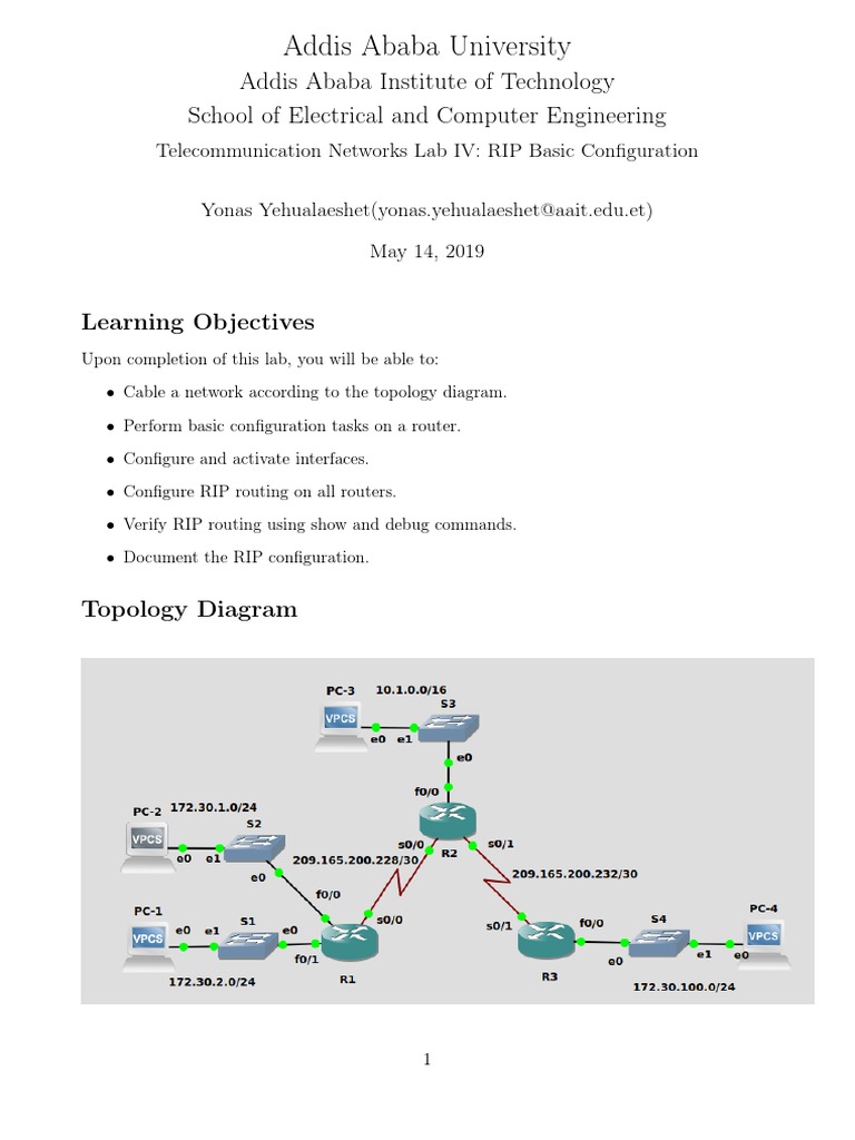 Lab 4 (RIP Configuration) | PDF | Ip Address | Computer Network