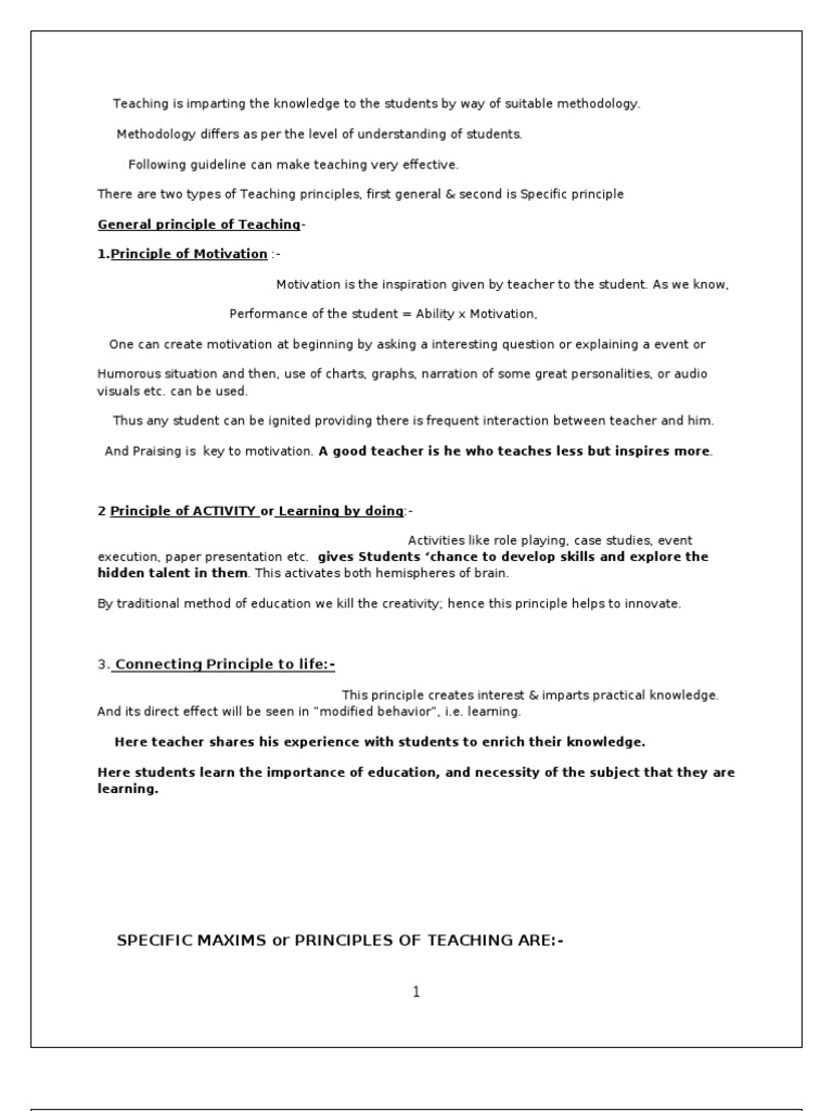 There Are Two Types of Teaching Principles | PDF | Motivation ...