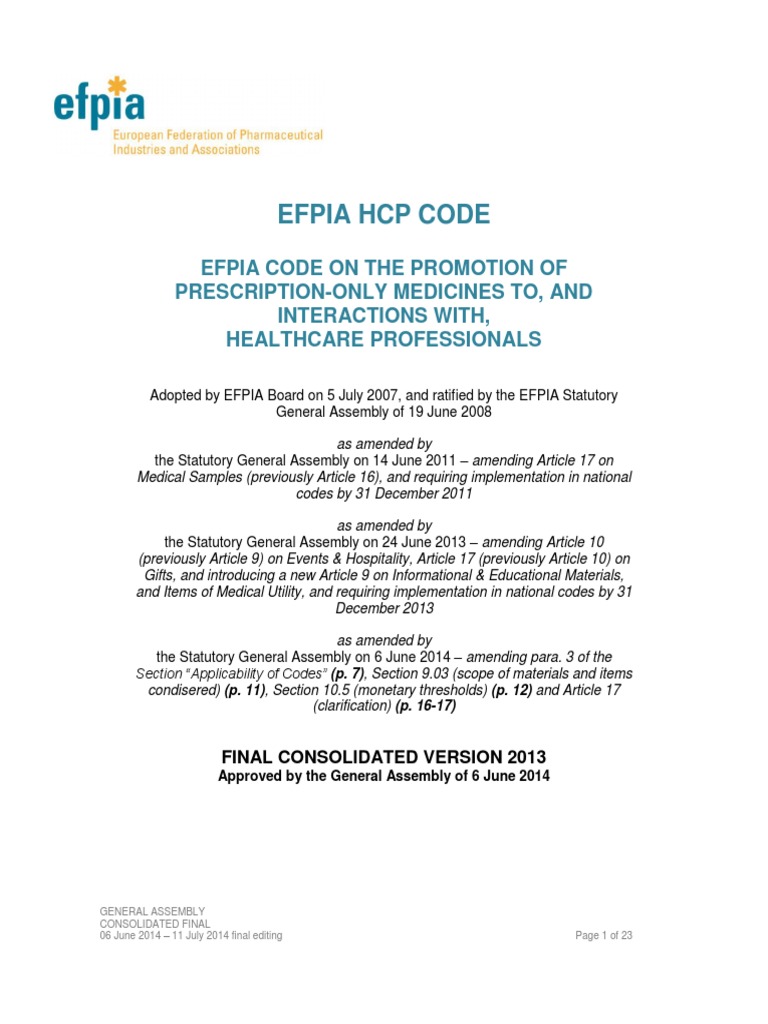 3a - Efpia HCP Code 2014 | PDF | Phases Of Clinical Research ...