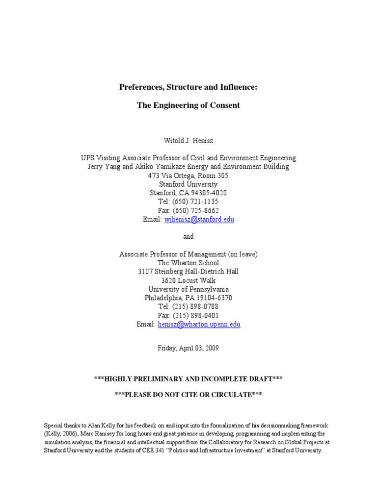 Preferences, Structure and Influence: The Engineering of Consent | PDF ...